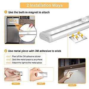 URPOWER Motion Sensor Light Indoor, 10 LED Motion Sensor Closet Lights Battery Operated Magnetic Under Cabinet Lights Strip Wireless Stick Up Night Lights Bar for Closet Kitchen Hallway Stair (3 Pack)
