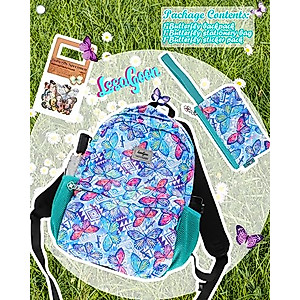LSSAGOON Butterfly Print Backpack for Girls Teens Women.16in Bookbag W/Stationery Bag.Casual Baypack for Travel School Gift.