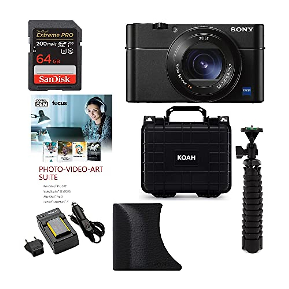 Sony DSC-RX100M5A RX100V5 Cyber-Shot Digital Camera with AGR2 Grip and 64GB Card Bundle