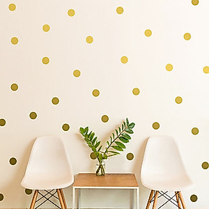 Easy Peel & Stick Gold Wall Decal Dots, 1.2inch (216 Decals) Safe on Paint Walls Removable Metallic Vinyl Polka Dot Decor, Round Circle Art Glitter Stickers, Paper Sheet Room Set