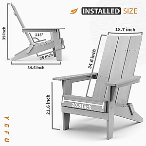 Modern Folding Adirondack Chair Set of 2 Plastic (Grey), 1s Expand/Store Upgrade Unlocked Weather-Resistant, Poly Lumber Outdoor Chairs Stacked, Widely Used in Outside Patio, Lawn, Deck, Garden Chairs