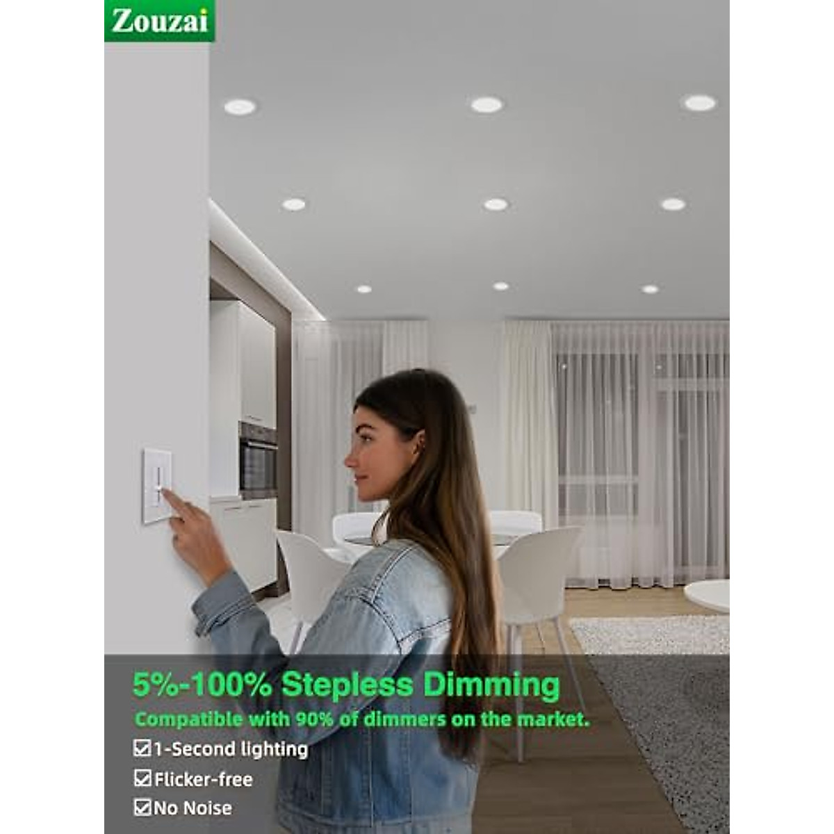 zouzai 24 Pack 4 Inch Ultra-Thin LED Recessed Ceiling Light with Junction Box 5CCT Adjustable Dimmable Can-Killer Downlight - ETL and Energy Star Certified (24 Pack 5CCT White, 4 Inch)
