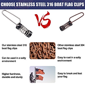 Moxweyeni Boat Flag Clips Stainless Steel Marine Flag Clips for Halyards Outrigger Lines Antennas Stern Lights Flagpole Rope Fishing(4 Pack)