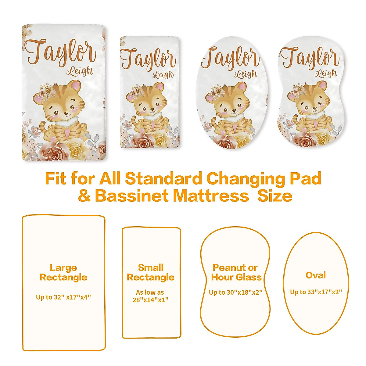 Custom Changing Pad Cover Set - Jersey Knit Comfy CozyUltra Soft Unisex Diaper Changing Table Covers with Personalized Name for Baby Boys Girls - Waterproof Ultra Soft 4 Pcs Set Style22