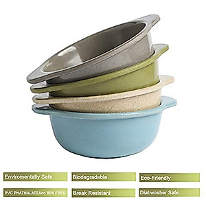 PandaEar Safe Stackable (4 Pack) Authentic Bamboo Baby Toddler Bowls Dinnerware, Non-Toxic Top Rack Dishwasher Safe, Eco-Friendly BPA Free(Neutral)