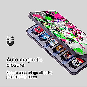 PERFECTSIGHT Compatible with Nintendo Switch Game Case, Switch Game Holder for Switch OLED & Switch Lite, Cute Switch Game Card Case Cartridge with 24 Slots Game Card Storage for Splatoon Fans（Octopus）