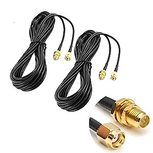 CORONIR 2Pack 33ft WiFi Antenna Extension Cable RP-SMA Male to Female Connector for Wireless LAN Router Bridge Wireless Network Card Security IP Camera
