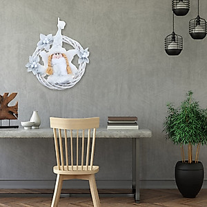 QAZIUY Christmas Wood Hanging Ornaments Ornaments for Crafts White Angel Wreath Rattan Ring Door Hanging Christmas Tree Pendant Christmas Decoration Arrangement Props Gift for Xmas Tree Holiday Party