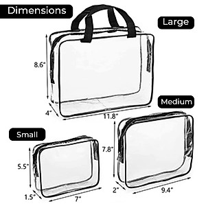 5-Star Compatible Inkjet Cartridge 3 Pc Premium TSA Approved Toiletry Bag Travel Set, Clear Cosmetic Bags with 3 Toiletry Bottles