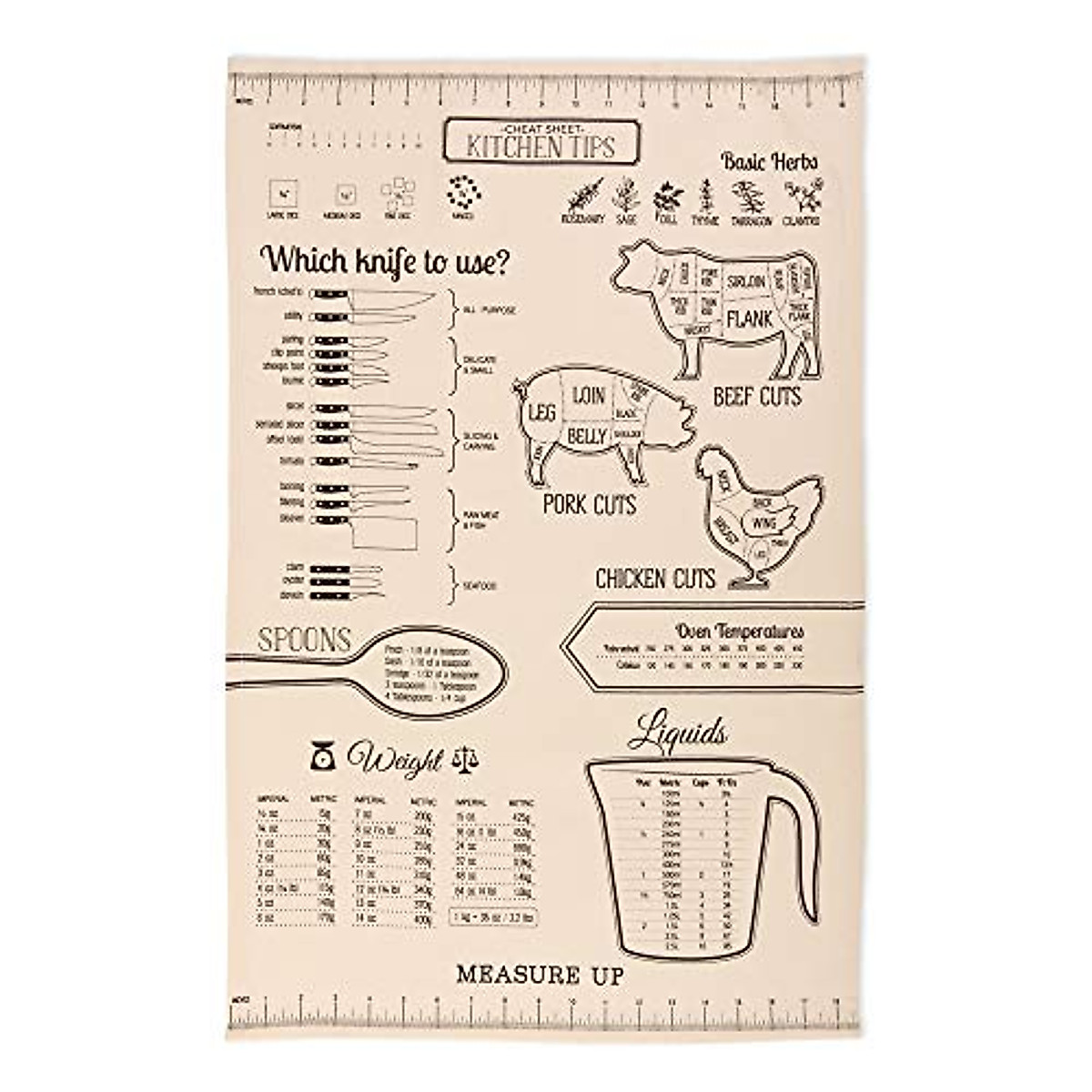 DII Cotton Printed Dish Towels, 18x28 Set of 2, Decorative Oversized Kitchen Towels, Perfect Home and Kitchen Gift - Measure Up