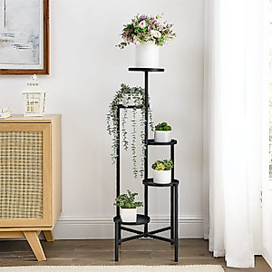 HMOREY Metal Tiered Plant Stand Indoor, 5-Tier Plant Shelf Flower Stand, Tall Multiple Potted Plant Holder Rack Planter Water Prevent Organizer for Office Living Room Balcony Garden