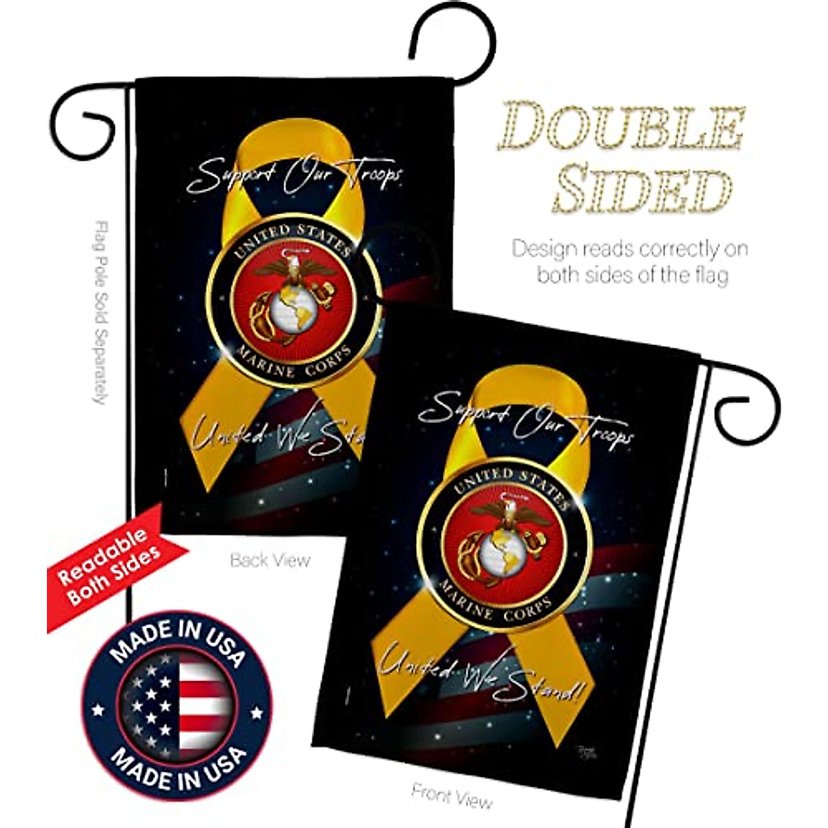 Support Marine Corps Garden Flag Home Decor Armed Forces USMC Gift Semper Fi United State American Military Veteran Retire Official Small Banner Yard House Decoration Remembrance Memorabilia Made In USA