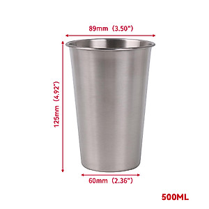 BQLZR Stainless Steel Cup 500ml/16.9 oz Beer Drinking Mug for Party Tumbler Pack of 4