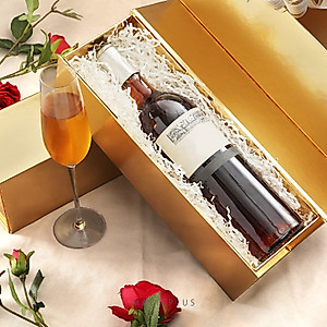 MALICPLUS 2 Wine Gift Boxes 13.5x4.5x4 Inches, Bottle Gift Boxes for Liquor and Champagne, Magnetic Closure Collapsible Gift Boxes (Glossy Gold with Embossing)