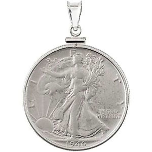 Bonyak Jewelry Sterling Silver Walking Liberty 1/2 Dollar Coin Pendant