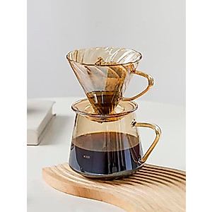 Pour Over Coffee Maker Set with Glass Dripper, 600ml 20oz V60 Coffee Server Pot, 50 Paper Filter and Spoon, Gift Kit for Coffee Lover