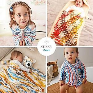 Sensy Candy Yarn, 3.5 oz, 251 Yards, Multicolor Craft Yarn for Crocheting and Knitting, Gauge 3 Light (5845)