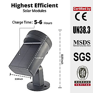 UME Solar Motion Sensor Outdoor Light, 2 Modes Solar Powered Wall Lights, IP65 Waterproof LED Security Lights, Adjustable Wireless Spotlight for Yard, Patio, Garage, Garden, Fence, Porch (Cold White)