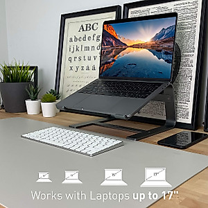Macally Aluminum Laptop Stand for Desk - Works with all Macbook /Pro/Air & Laptops between 10” to 17.3” - Sleek and Sturdy Laptop Riser - (ASTANDSG), Space Gray