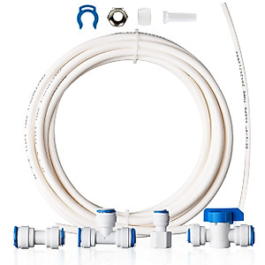 iSpring ICEK3 3/8" Tubing Water Line Splitter and Reverse Osmosis Refrigerator Ice Maker Kit, Fits PH100, RO100, US15 Series, 20 feet, Everything Included for Installation
