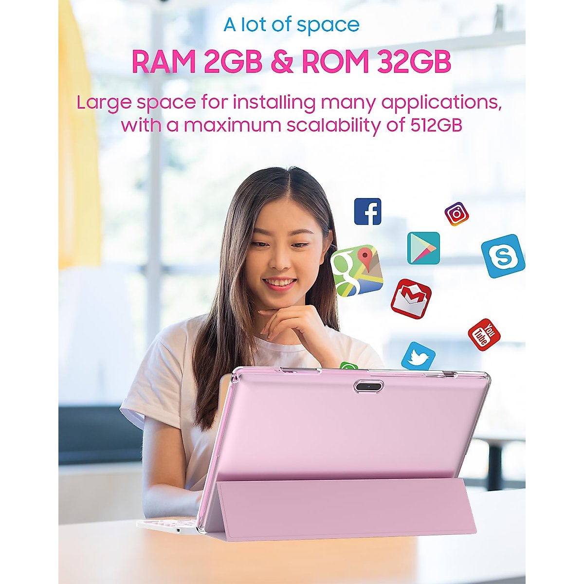 Tablet 2 in 1 Android 11 Tablets with Keyboard 10 inch Tabletas, Include Mouse Stylus Case Tempered Film, 6000mAh Tablet 32GB ROM 512GB Expandable Tableta, 8MP Dual Camera, WiFi BT Google Tablet PC.