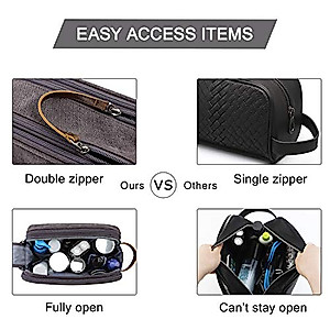 BAGSMART Toiletry Bag for Men, Canvas Travel Toiletry Organizer Dopp Kit Water-resistant Shaving Bag for Toiletries Accessories,Grey-Medium