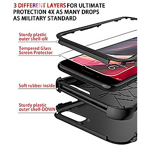Diverbox Designed for iPhone SE case with Screen Protector Heavy Duty Shockproof Shock-Resistant Cases for Apple iPhone se Phone 2022/2020 Release - Black