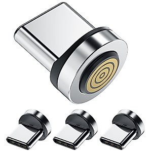 Ankndo Magnetic Connector Tip Heads [4-Pack] USB C Magnetic Adapter Compatible with 7Pin Magnetic Charging Cable 360° Rotating Strong Magnetic Phone Cable Adapter for Type C Device