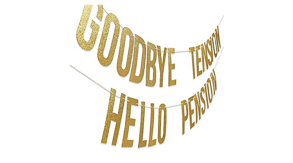 Retirement Party Banner - Goodbye Tension Hello Pension | WAWOO