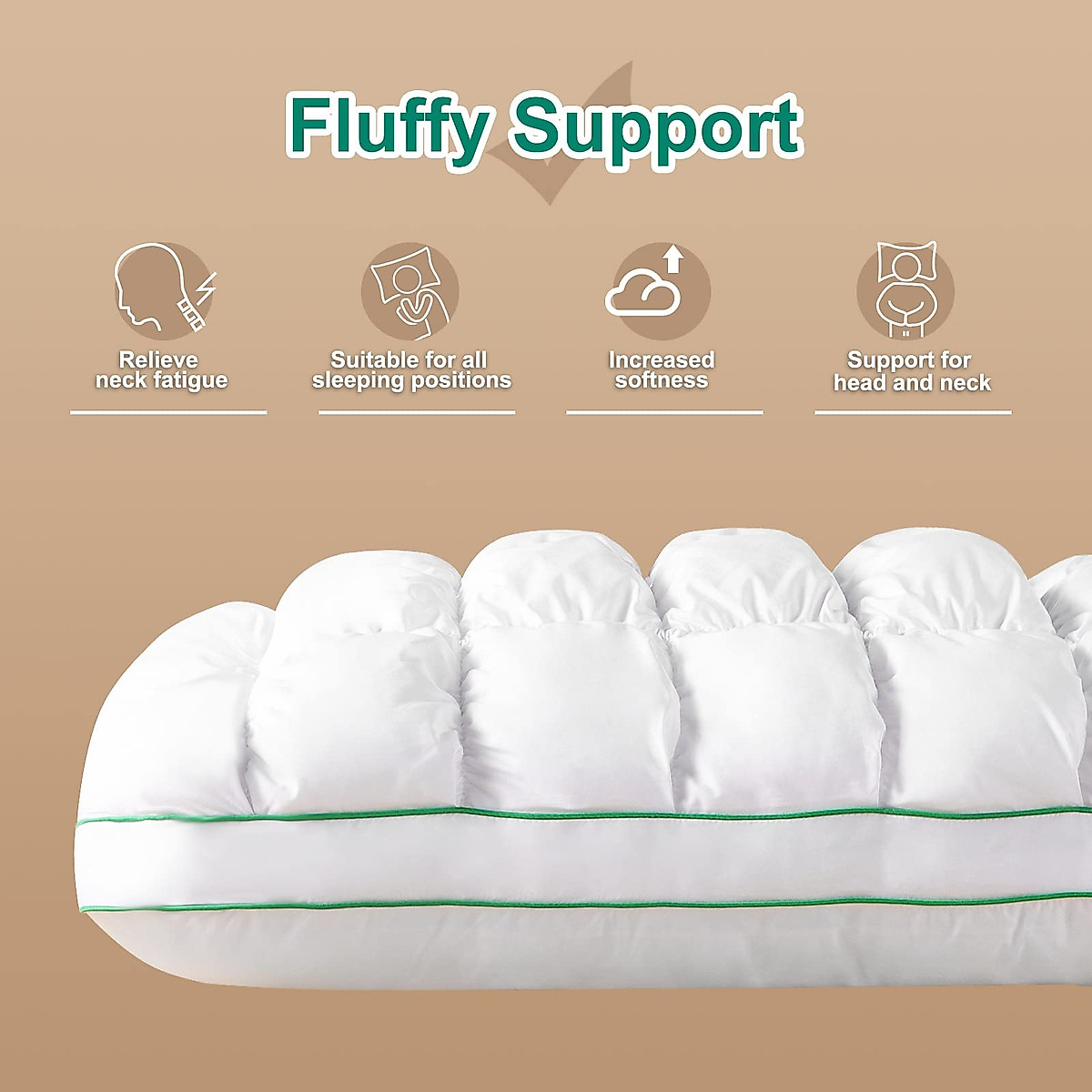 YOUR MOON Fluffy Support Bed Pillow King Size, Super Soft Premium Down-Alternative Filling for Sleeping, Luxury Hotel Quality Bed Pillows for Side Sleeper (White)
