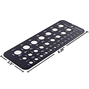 Drill Bit Gauge Hardened Plate Heavy Duty Nut Bolt Thread 29-Hole Screw Drill Bit Wire Gauge Metal Drill Bit Organizer Screw Checker Thread Gauge Black By - RamPro