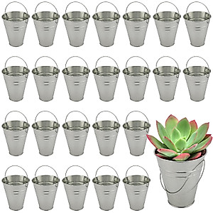JEUIHAU 25 PCS 5x4.5 inch Galvanized Buckets Pails, Mini Galvanized Buckets, Mini Tin Pails Tin Buckets for Parties, Ice, Snacks, Craft, Decorations, Garden Planters