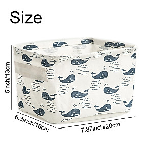 Misgirlot 6Pcs Cute Canvas Storage Basket with Handles Cartoon Storage Box Small Foldable Storage Baskets for Organizing Home Office Baby Pets Sundries(Random style)