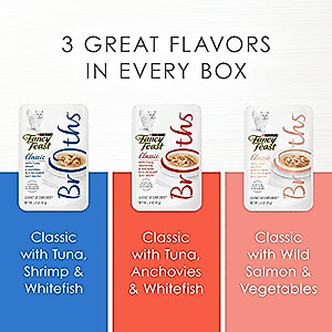 Purina Fancy Feast Limited Ingredient Wet Cat Food Complement Variety Pack, Broths Classic Collection (12) 1.4 oz. Pouches