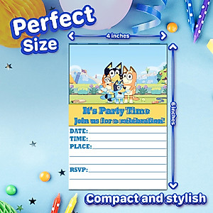 NATURAL BEHAVIOUR Set of 20 Playful Pup-Themed Happy Birthday Invitation Cards & Envelopes – Lightweight (240g), Postcard Style Invites for the Perfect Party Pack