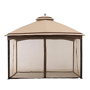 Sunjoy Pendleton 10.5 x 13 ft. 2-Tier Steel Gazebo, Tan & Brown