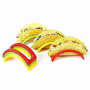 Stackable Taco Stand Up Holders,Colorful Non Toxic BPA Free Rack, Set of 18, 3 Colors