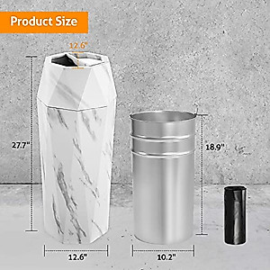 WICHEMI Commercial Outdoor Trash Can Stainless Steel Outdoor Trash Can with Lid, Removable Inner Bucket Garbage Can for Home, Office, Restaurant and Elevator Entrance