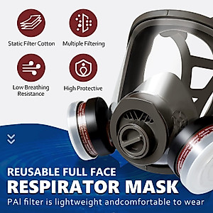 GZYZAMZ Anti-fog Full Face Respirator Gas Mask - with PA1 Activated Carbon Filters, Nuclear Gas Mask, Protection for in Organic Gas, Paint Spary, Chemical, Woodworking and other Work Protection