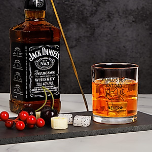 Futtumy Cat Dad Gifts, World's Best Cat Dad Ever Whiskey Glass, Cat Dad Gift for Fathers Day Birthday Christmas, Cat Dad Whiskey Glass for Dad Father Cat Dad Stepdad Bonus Dad Men Cat Lover, 10oz