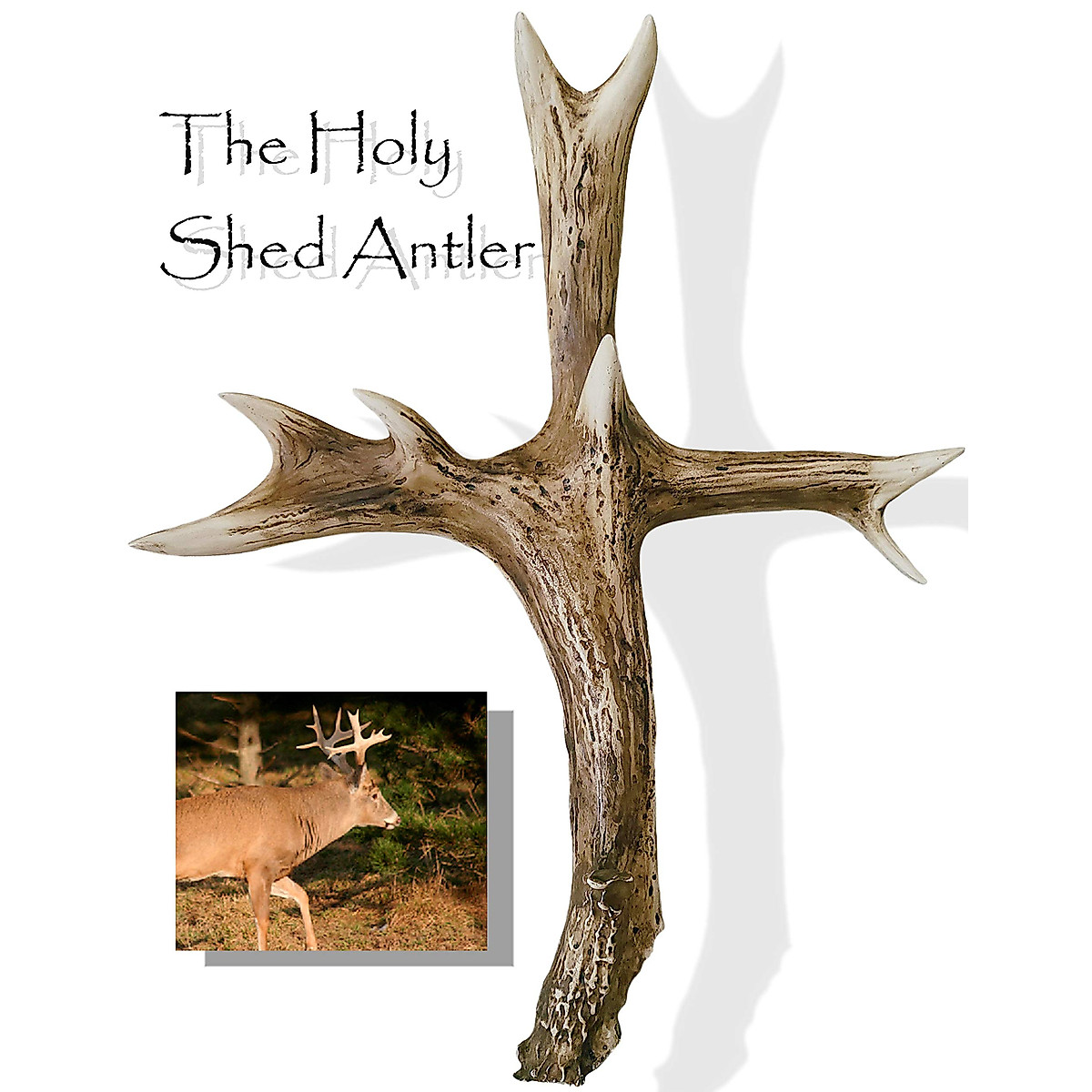 Mountain Mike's Reproductions Antler Holy Shed Cross - Rustic Deer Antler Decor - Great Gifting for Nature Lover - Cross Wall Decoration - Home Decor Made From Real Antler