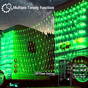 BrizLabs Green Net Lights Outdoor, 11.8ftx 4.9ft 360 LED Christmas Mesh Lights with Remote, 8 Modes Bush Net Sting Lights, Connectable Plugin Halloween Net Lights for Xmas St Patrick’s Day Tree Garden