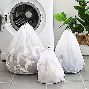 Ochine Mesh Laundry Bags Washing Bag for Delicates, Travel Storage Organize Bag Machine Clothing Wash Bags with Locking Drawstring Closure for Bra, Lingerie, Underwear, Socks, Clothes (1 Pack)