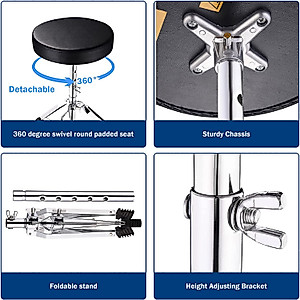 LeSage Adjustable Drum Throne for Kids Drum Stool Adjustable Height Drummer Seat Drum Set Chair for Adults Musicians Stool with Anti-Slip Feet