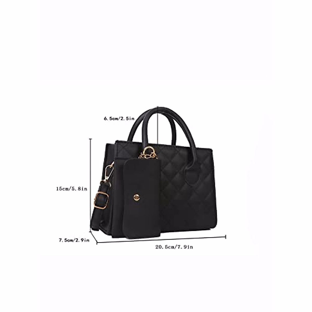 SHENHE Women's Quilted Leather Top Handle Totes Shoulder Square Bag Handbags with Wallet Black One Size