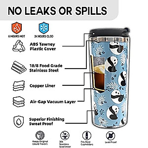 Panda 12oz Tumbler with Leakproof Lid,Stainless Steel Vacuum Insulated Travel Mug Coffee Cup for Ice and Hot Drink