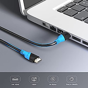 HUANUO High-Speed HDMI Cable 6ft (3 Pack)- 6 Foot HDMI Cables Cord with Gold Plated Connectors, Cable Tie and Right 90 Degree Angle Adapter