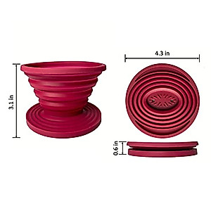 Attsky Collapsible Pour Over Coffee Dripper for Camp Coffee, Reusable Silicone Coffee Filter Holder for Camping Red
