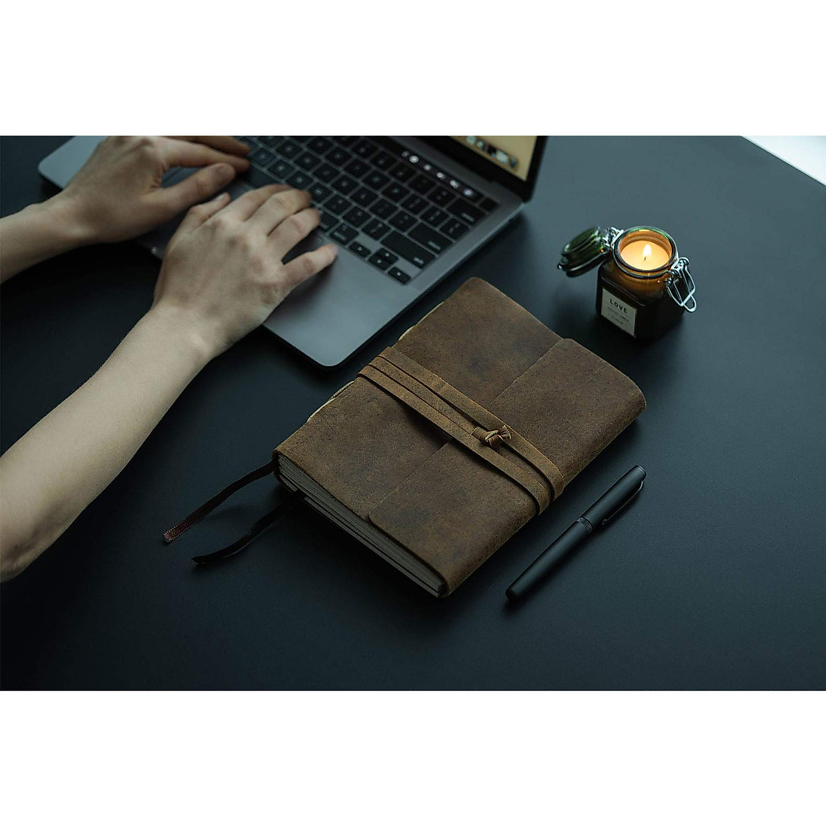 Leather Journal Lined Paper with luxury pen Handmade Leather Journal/Writing Notebook Diary/Bound Daily Notepad for Men & Women Medium, Writing pad for Artist, Sketch (8 X 6)