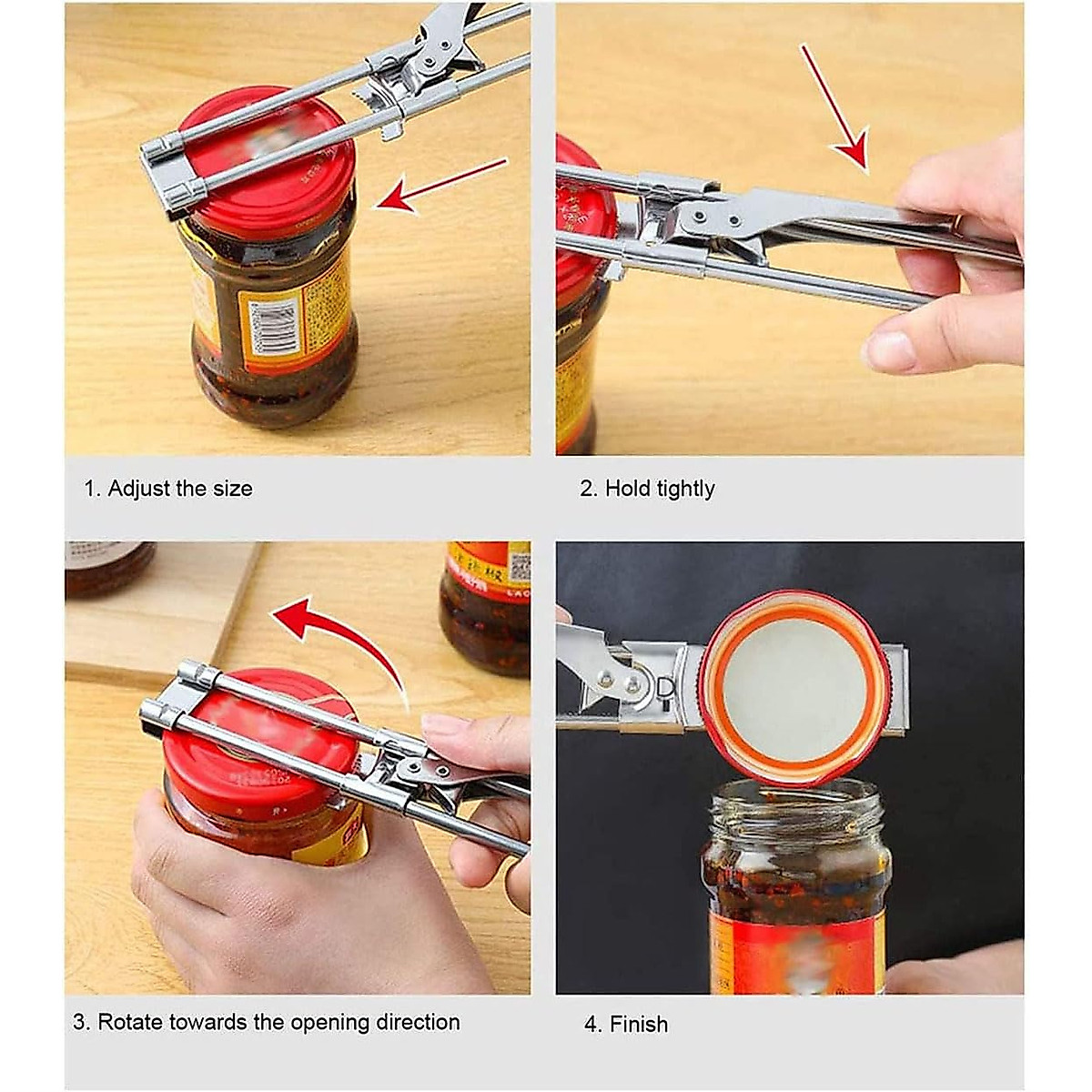 Master Opener Adjustable Jar & Bottle Opener, Adjustable Multifunctional Stainless Steel Can Opener Jar Lid Gripper, Manual Jar Bottle Opener Kitchen Accessories